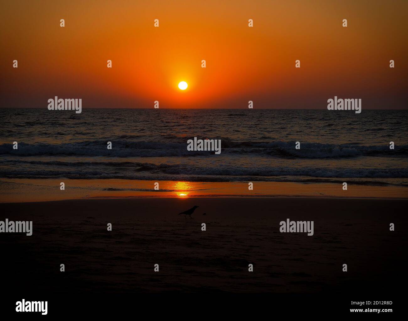 Mystic sunset on lonely beach in Gokarna, Karnataka, India Stock Photo ...