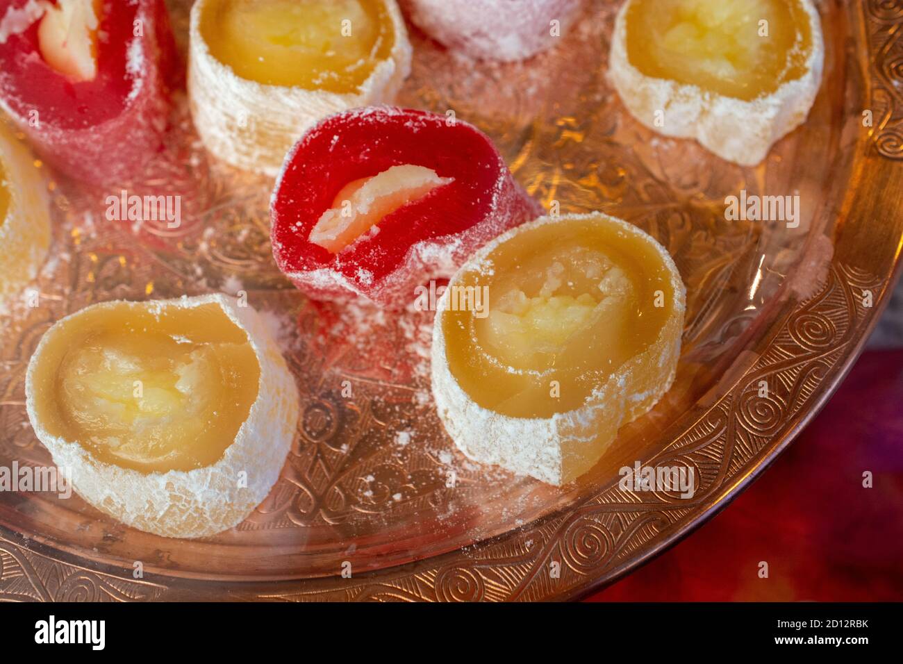 Load of traditional turkish delight lokum sugar coated soft candy Stock ...