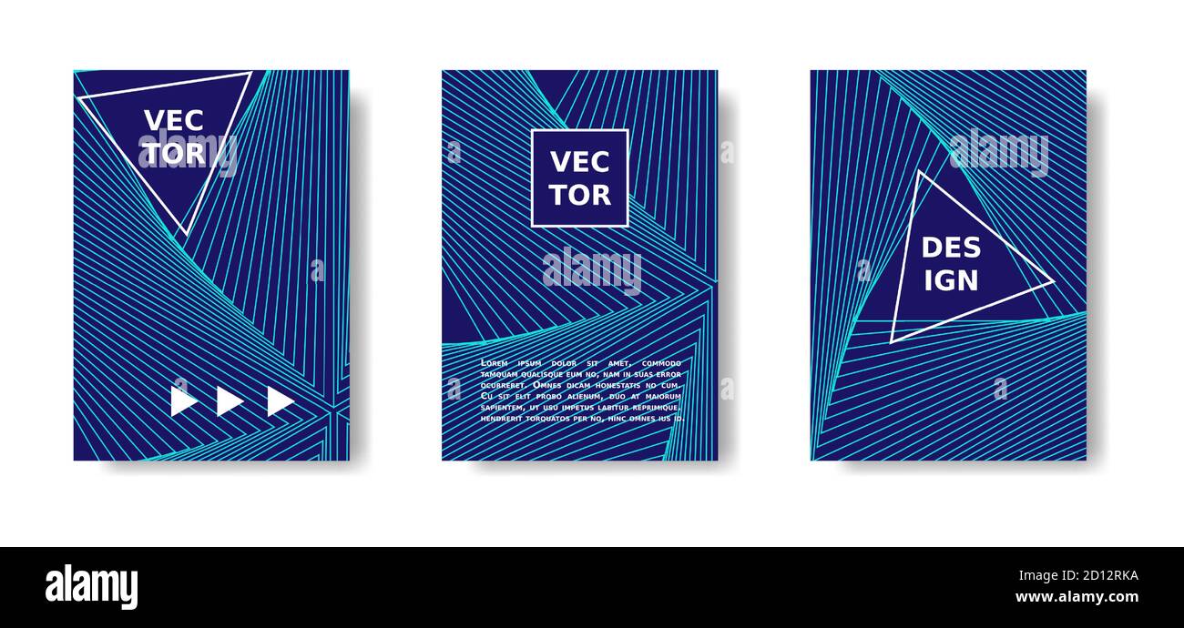 Annual report cover. Minimal geometric poster set. Blue and neon cover ...