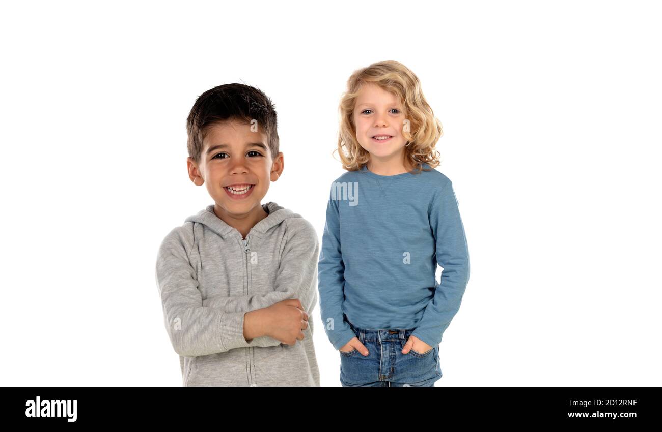 Children looking at camera isolated on a white background Stock Photo ...