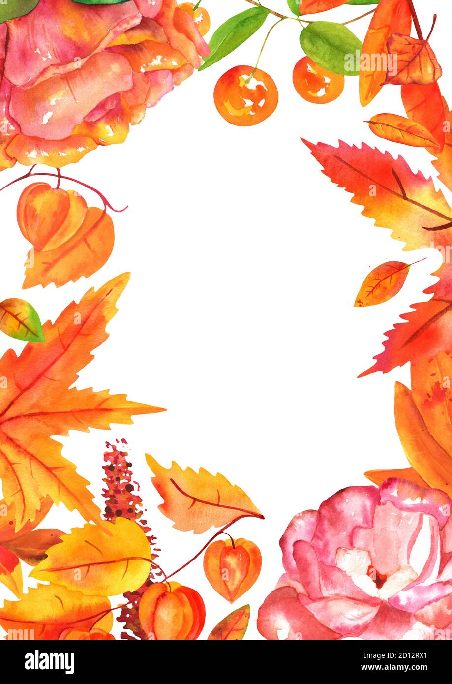 Autumn watercolor greeting card or wedding invitation design template ...