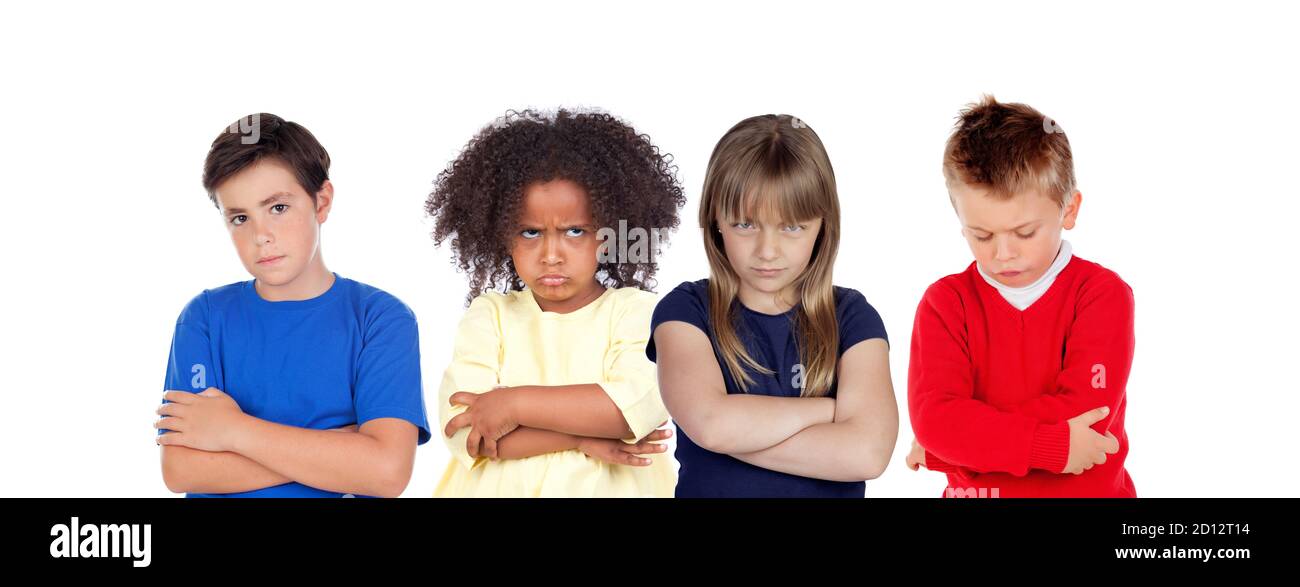 Angry children isolated on a white background Stock Photo - Alamy