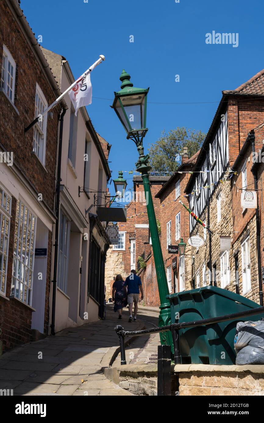 Leaning street light on corner of Steep Hill Lincoln August 2020 Stock ...