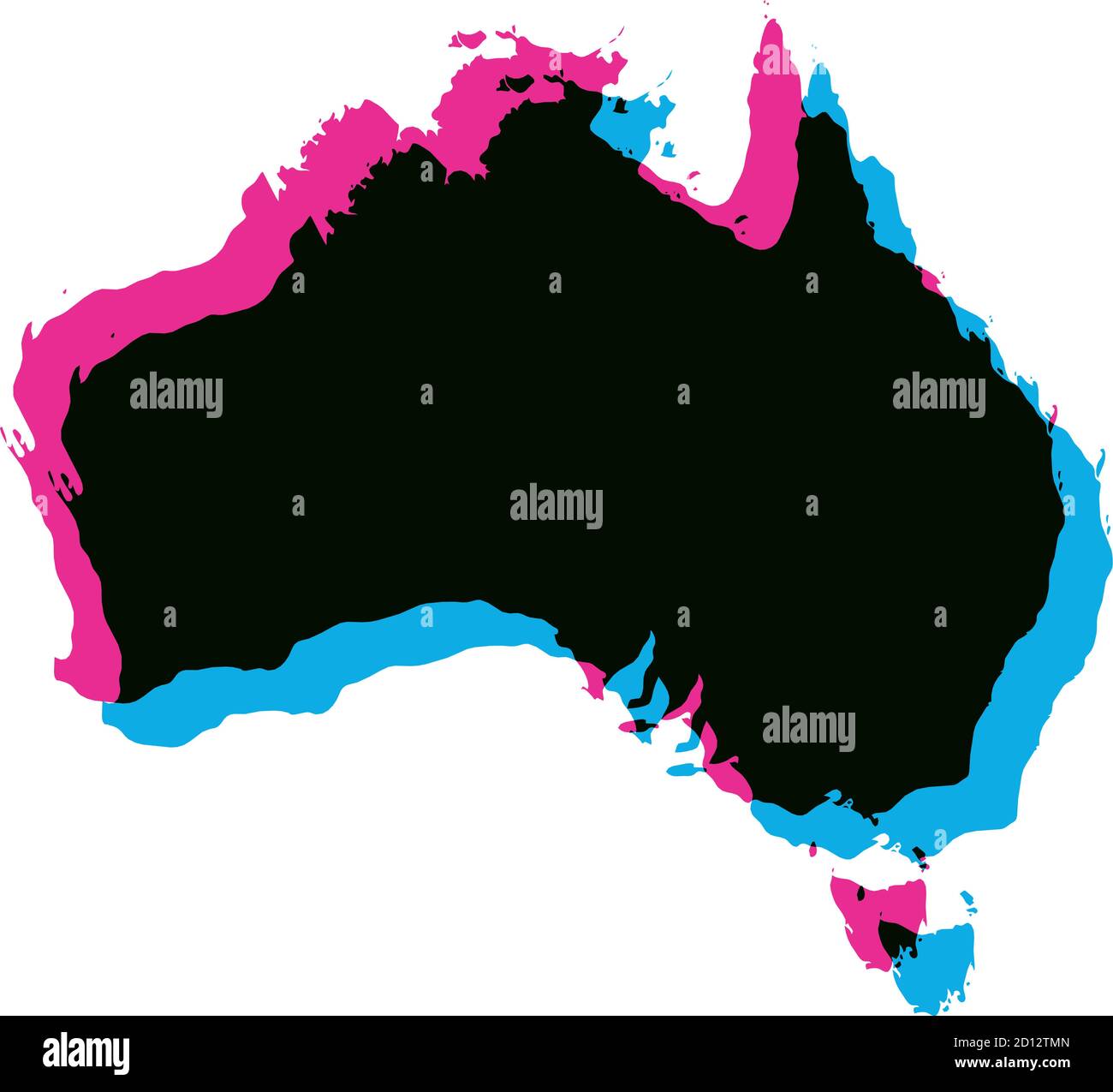 Australia country silhouette with chromatic aberration effect Stock ...
