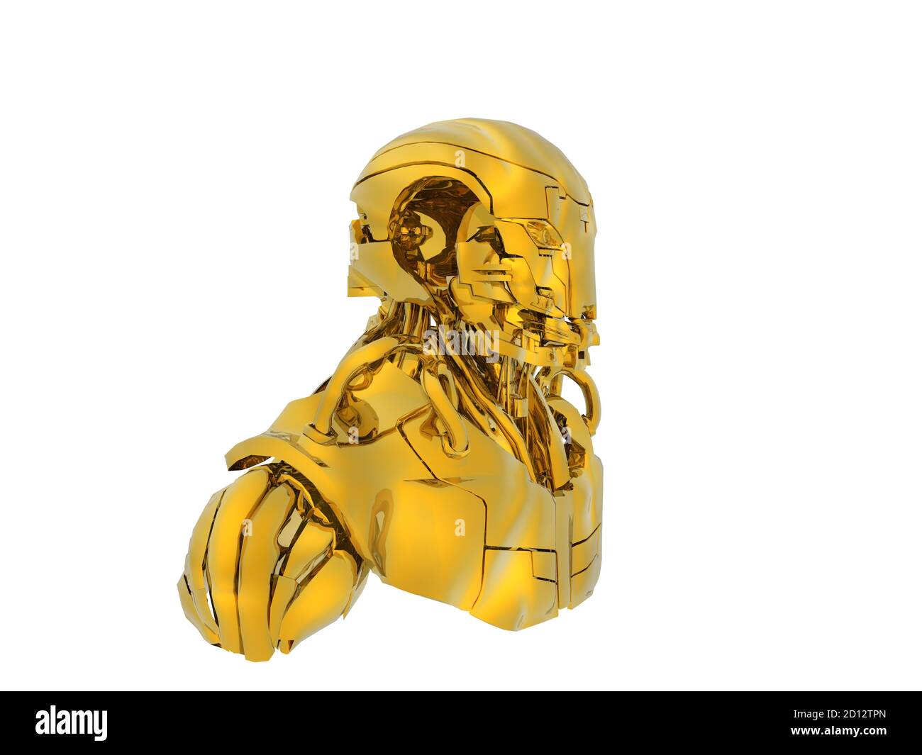 golden cyborg with cables and technology Stock Photo - Alamy