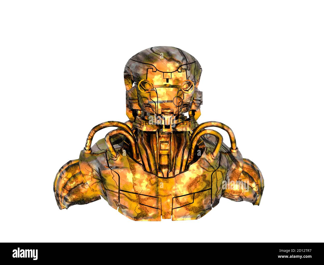 golden cyborg with cables and technology Stock Photo - Alamy