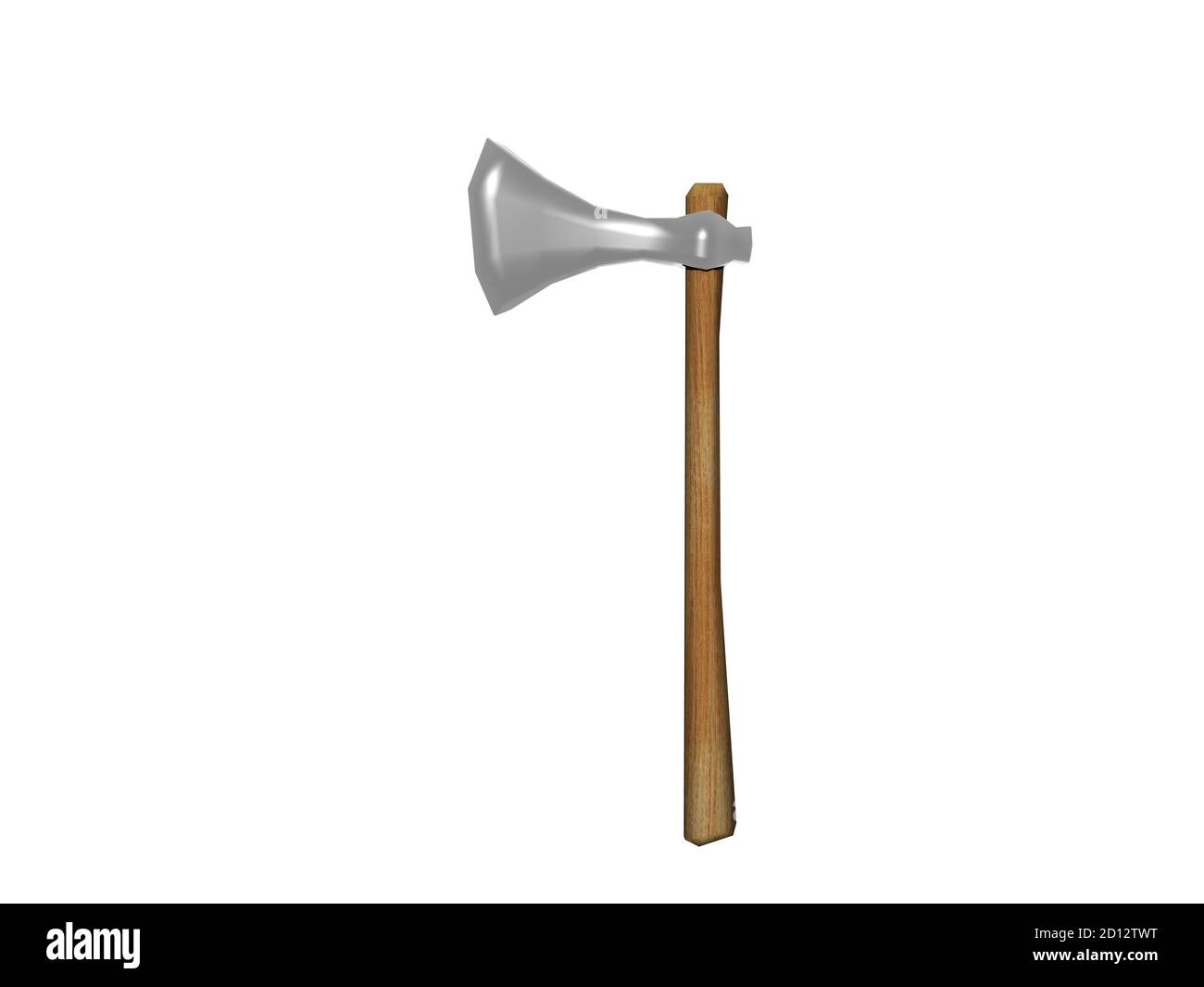 antique ax with long wooden handle as a weapon Stock Photo - Alamy