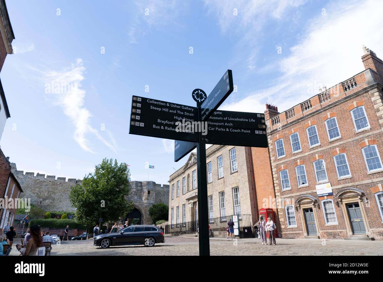 Tourist information sign post Castle Hill Lincoln City August 2020 ...