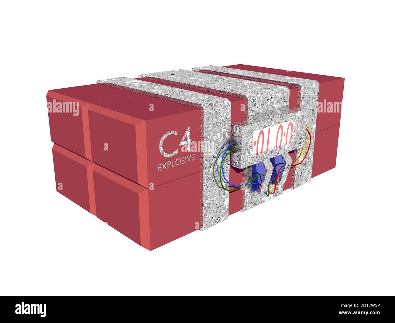 connected dynamite bars with detonator and clock Stock Photo - Alamy