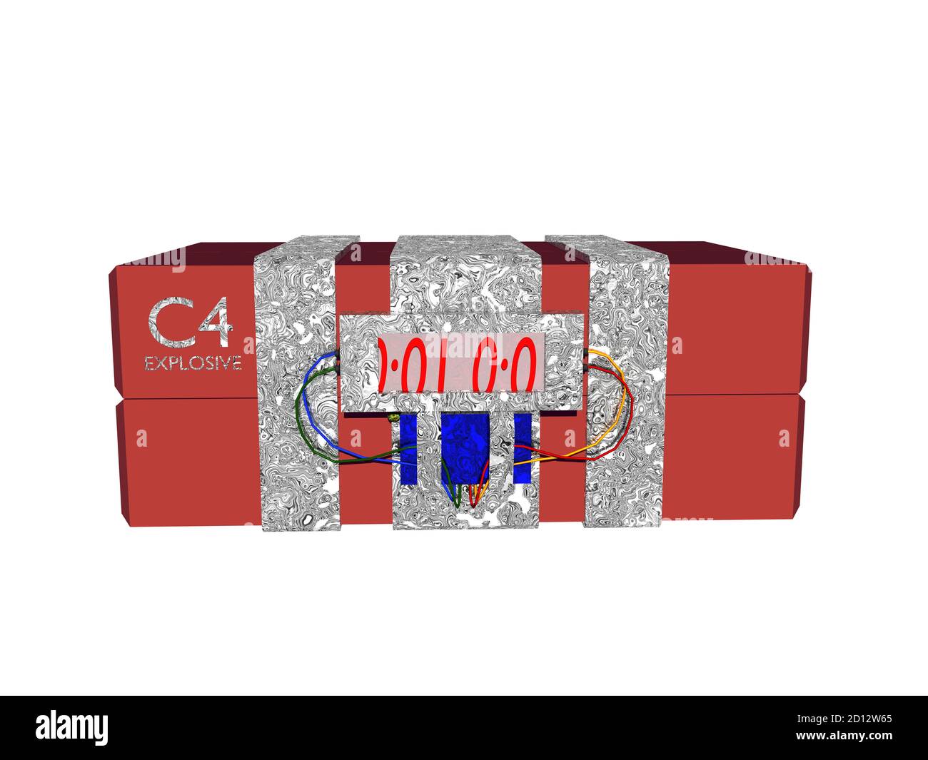 connected dynamite bars with detonator and clock Stock Photo - Alamy