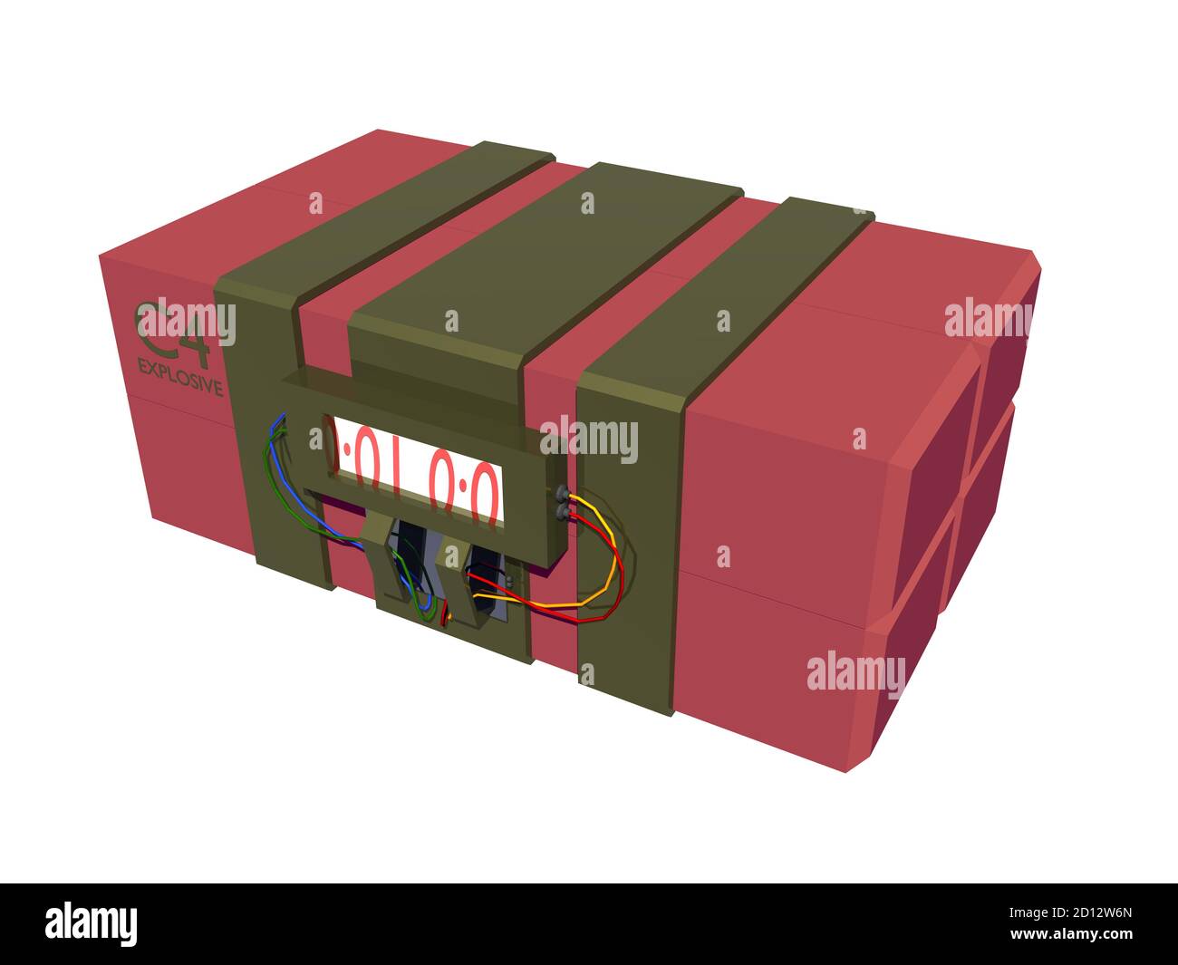 connected dynamite bars with detonator and clock Stock Photo - Alamy