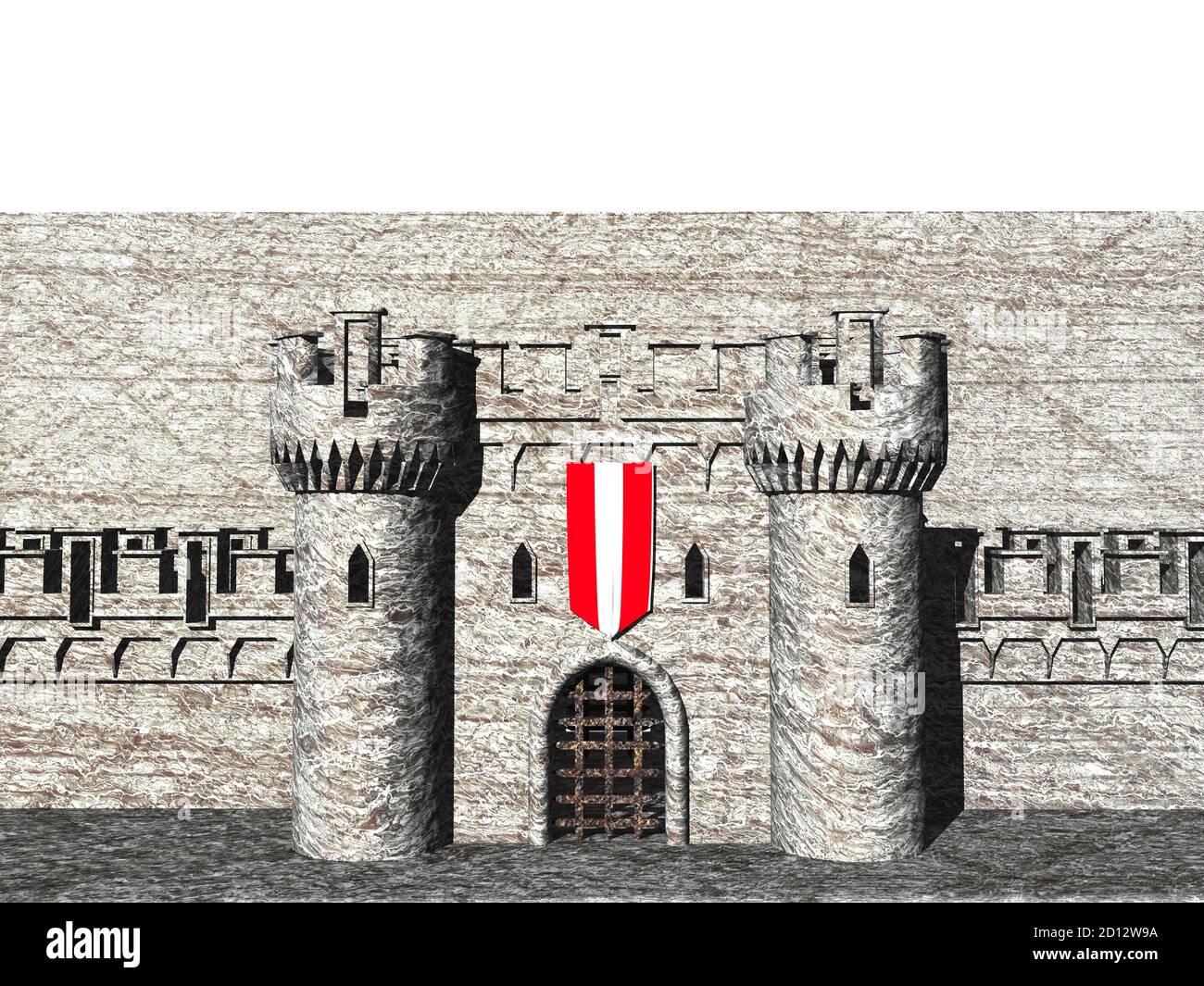 old castle with towers and battlements Stock Photo - Alamy