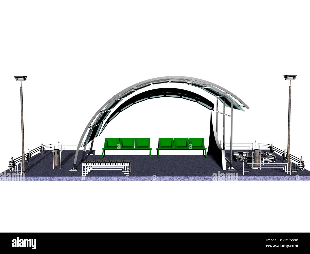 Bus station with roof and seats Stock Photo - Alamy