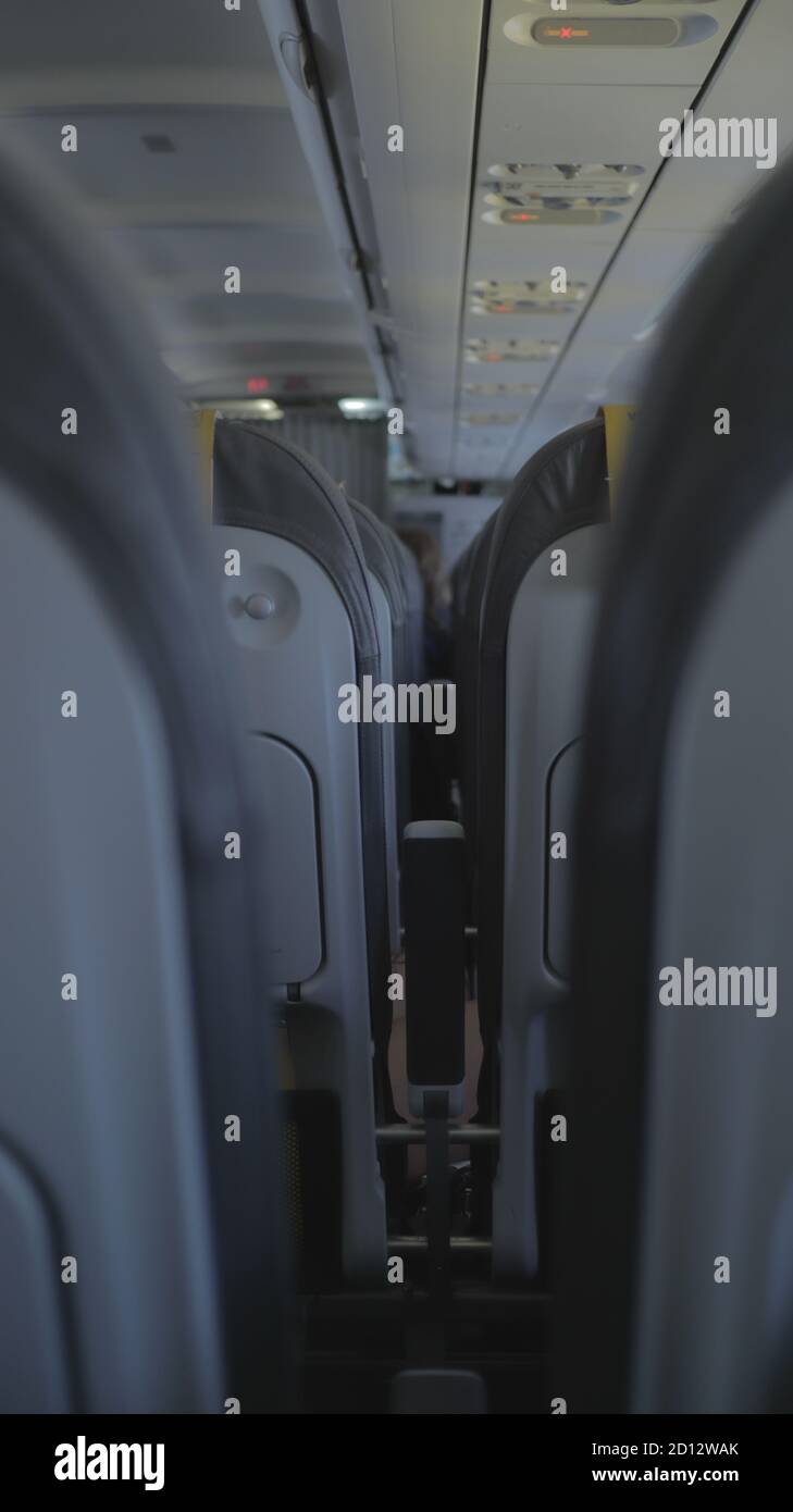 Empty cabin of an airplane Stock Photo - Alamy