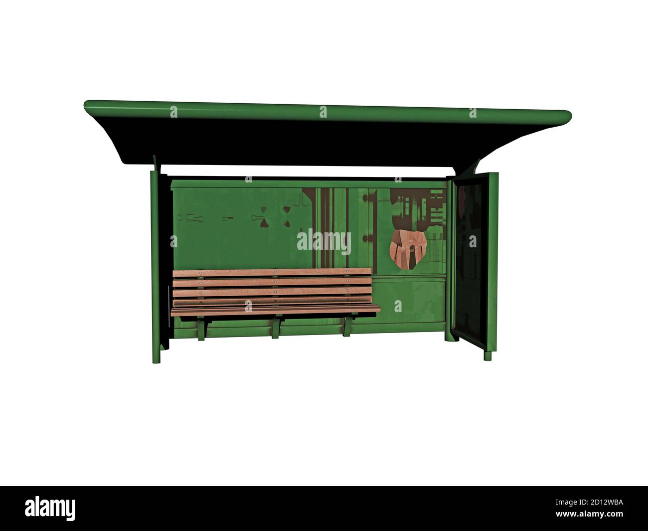 green bus stop with shelter and bench Stock Photo - Alamy