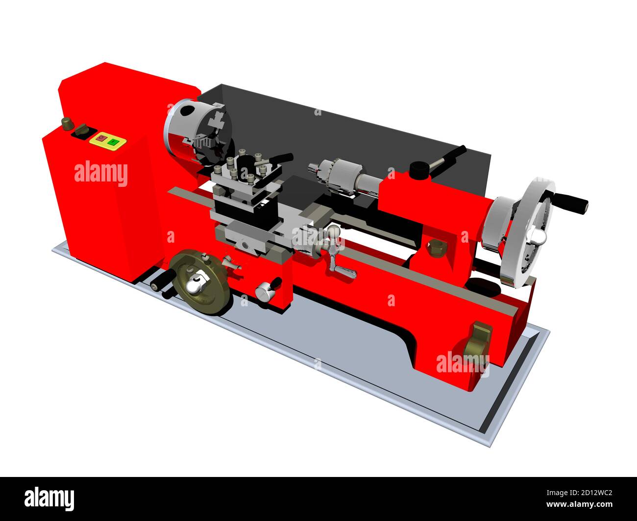 heavy red steel lathe in the workshop Stock Photo - Alamy