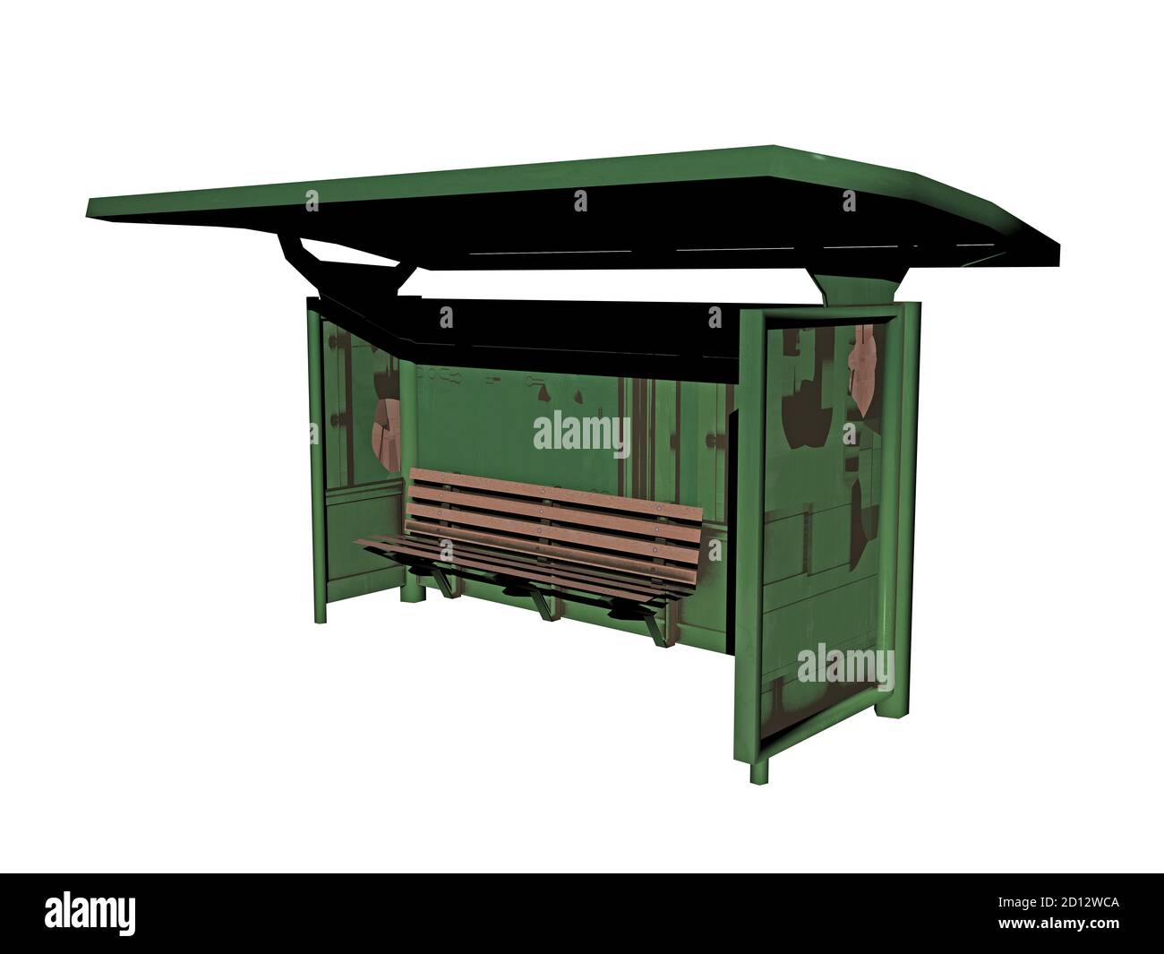 green bus stop with shelter and bench Stock Photo - Alamy