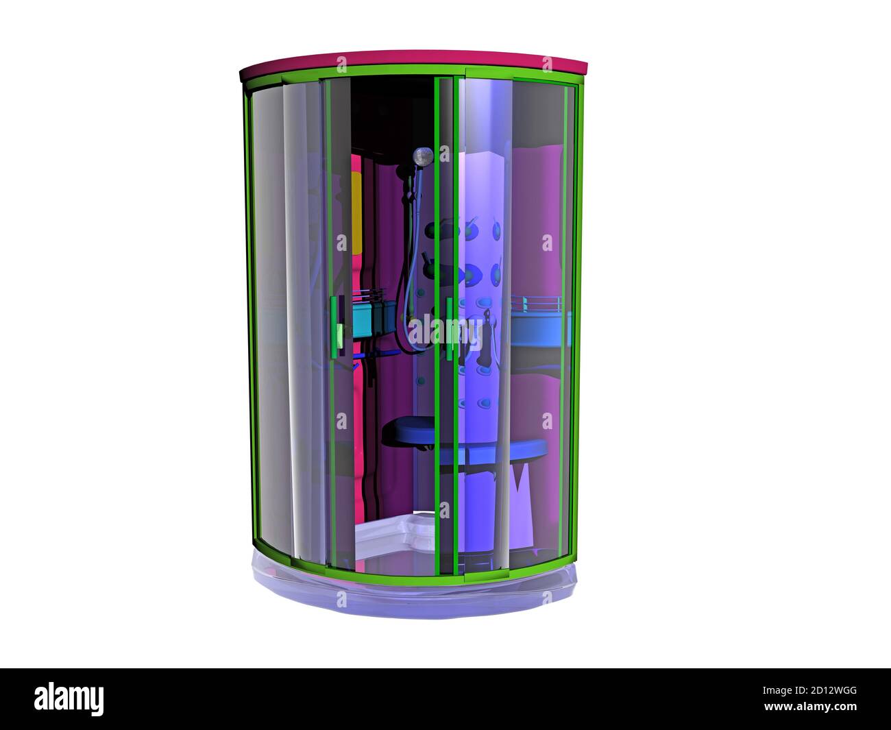 round shower cubicle with fittings Stock Photo - Alamy