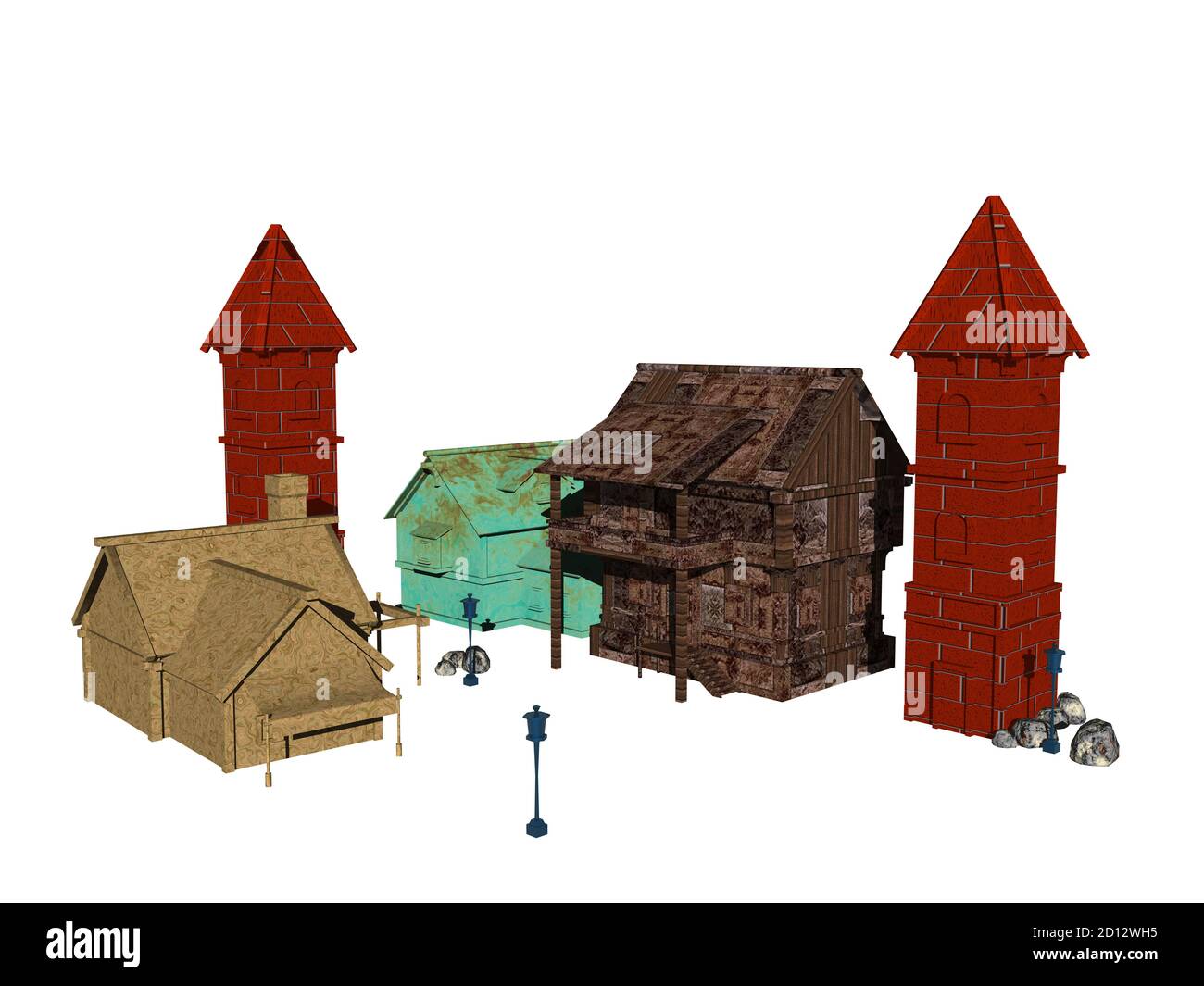 Western town made of wood with fountain Stock Photo - Alamy