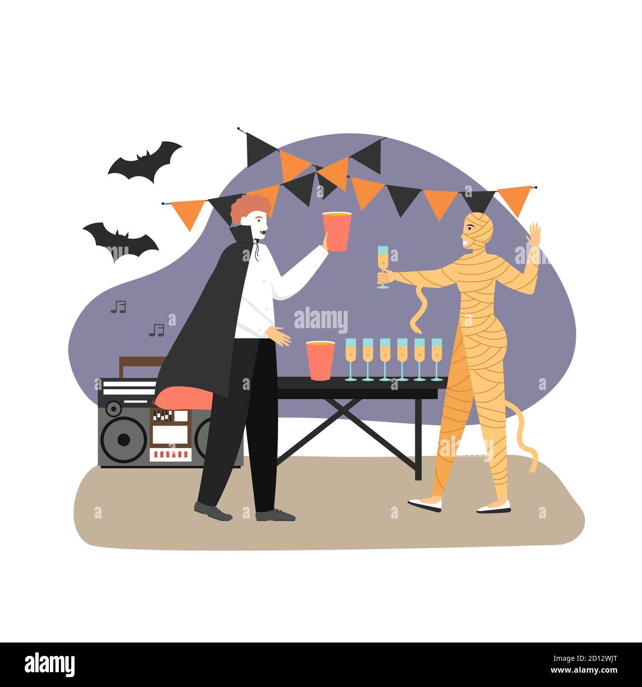 Halloween party at the office. People in halloween costumes dancing and ...