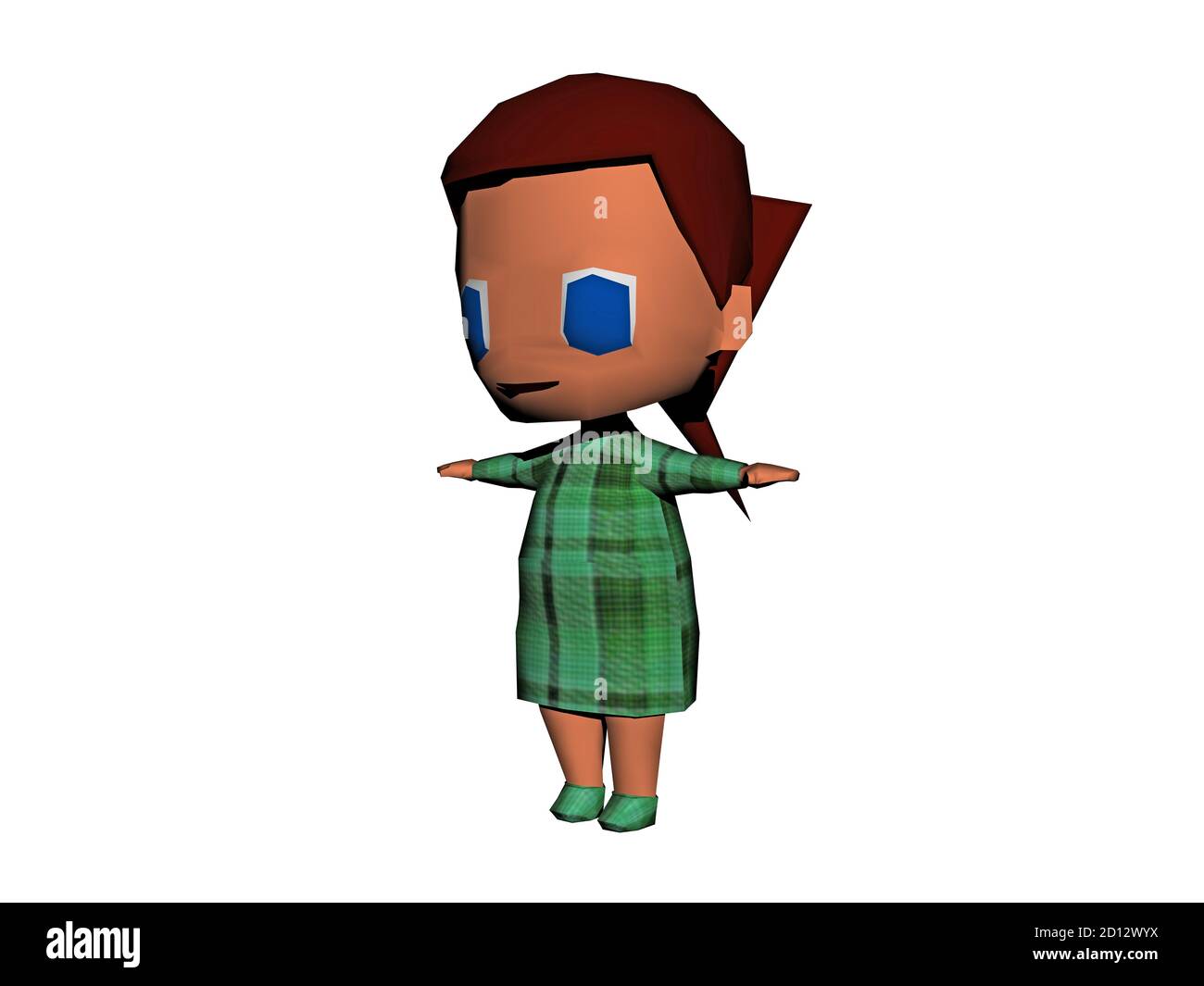 Cartoon girl in green checkered dress Stock Photo - Alamy