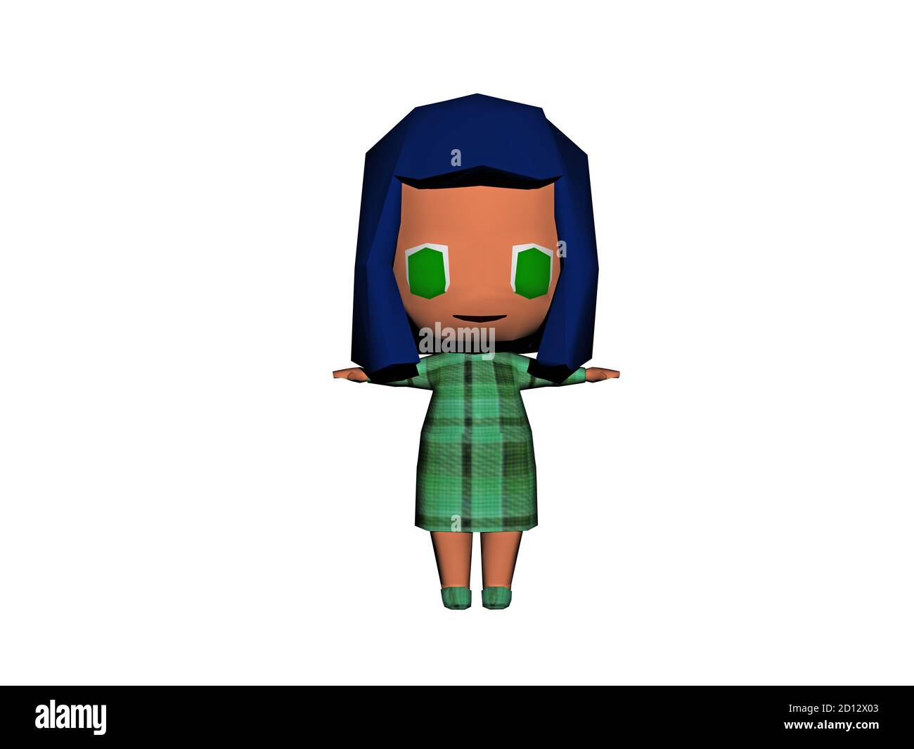 Cartoon girl in green checkered dress Stock Photo - Alamy