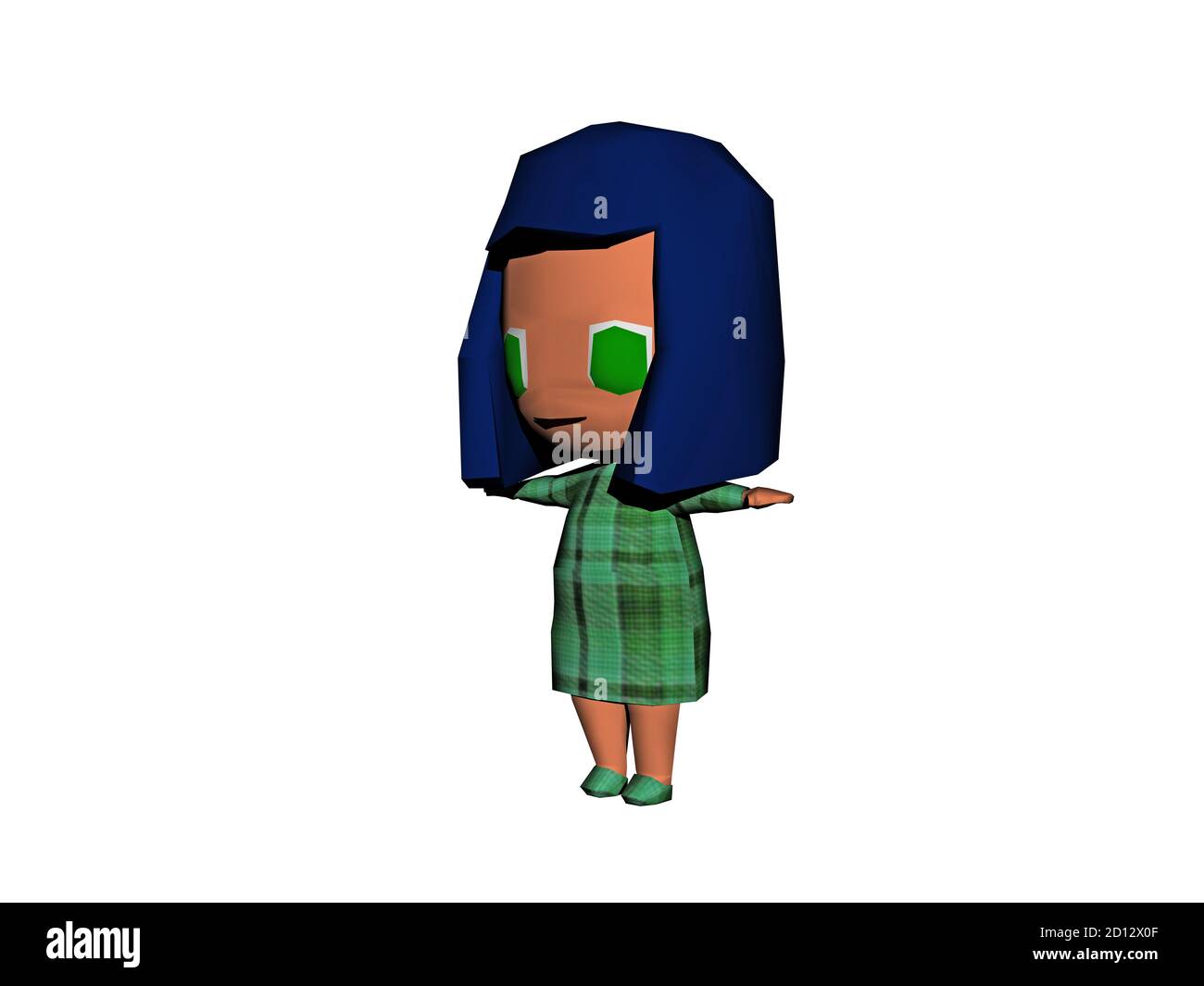 Cartoon girl in green checkered dress Stock Photo - Alamy