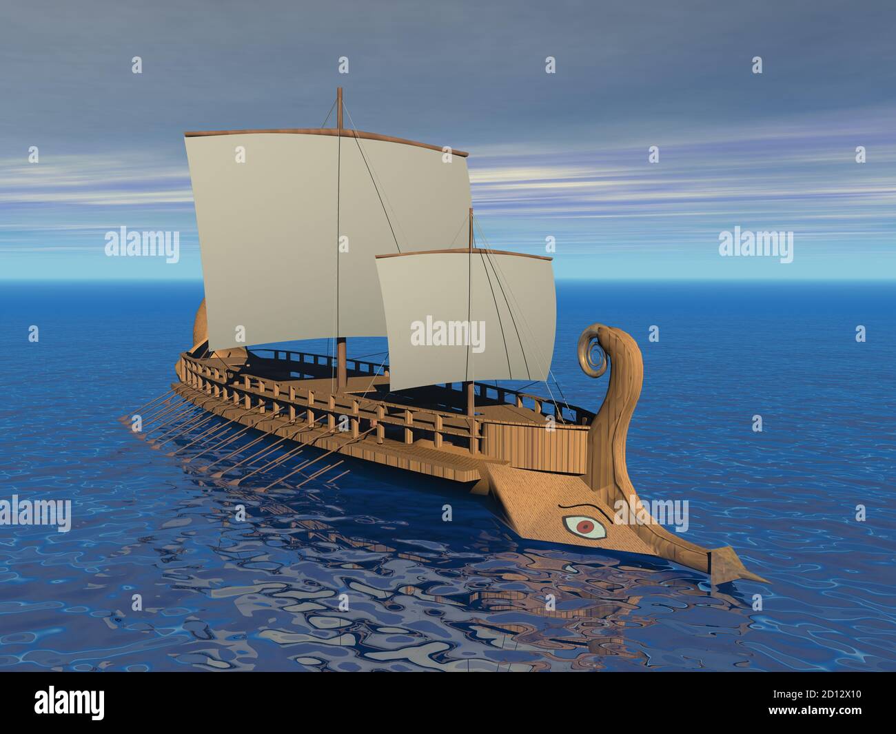 Galley with white sails on the sea Stock Photo - Alamy