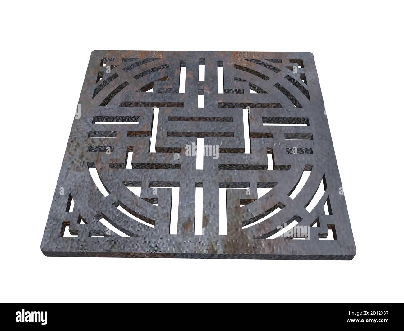 old square manhole cover with decorations Stock Photo - Alamy
