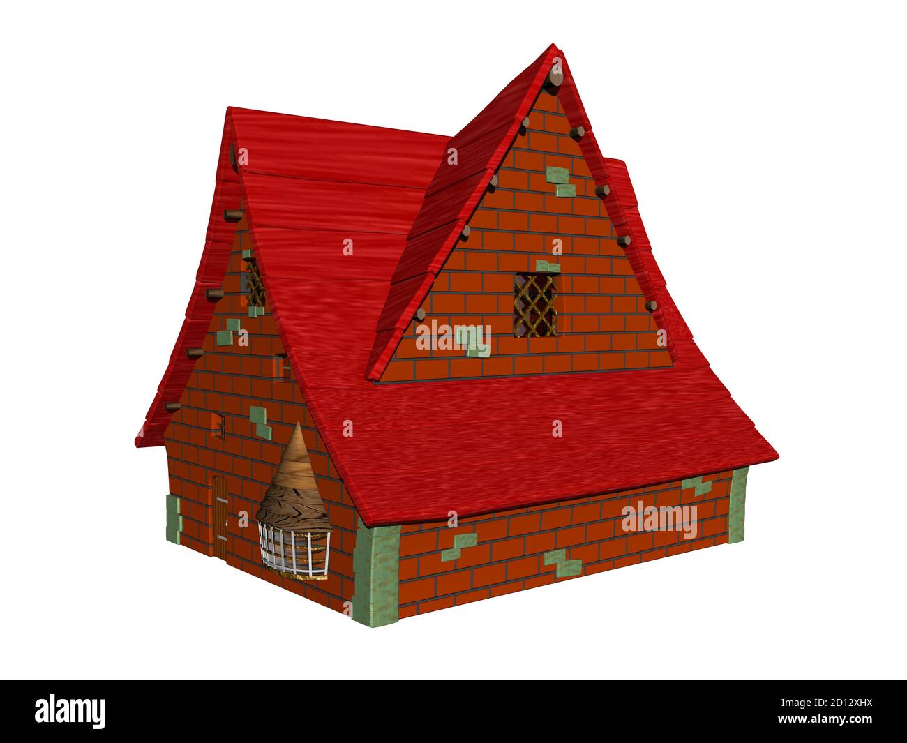 red cartoon house with sloping roof Stock Photo - Alamy
