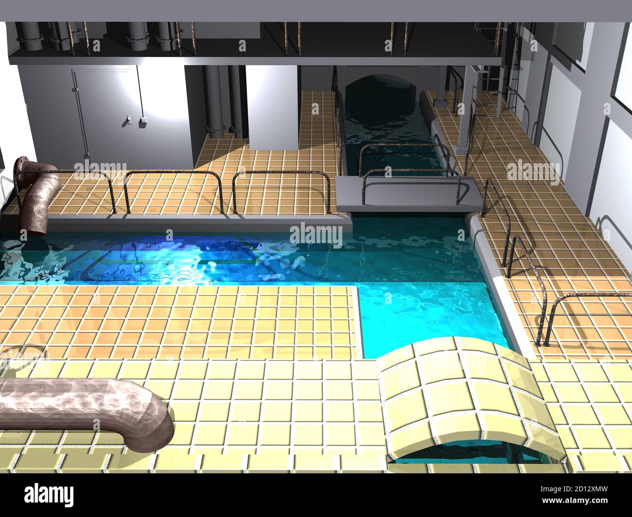 underground sewage system with watercourse and pipes Stock Photo - Alamy