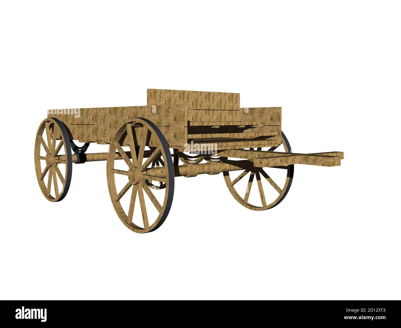 wooden cart with wheels and drawbar Stock Photo - Alamy