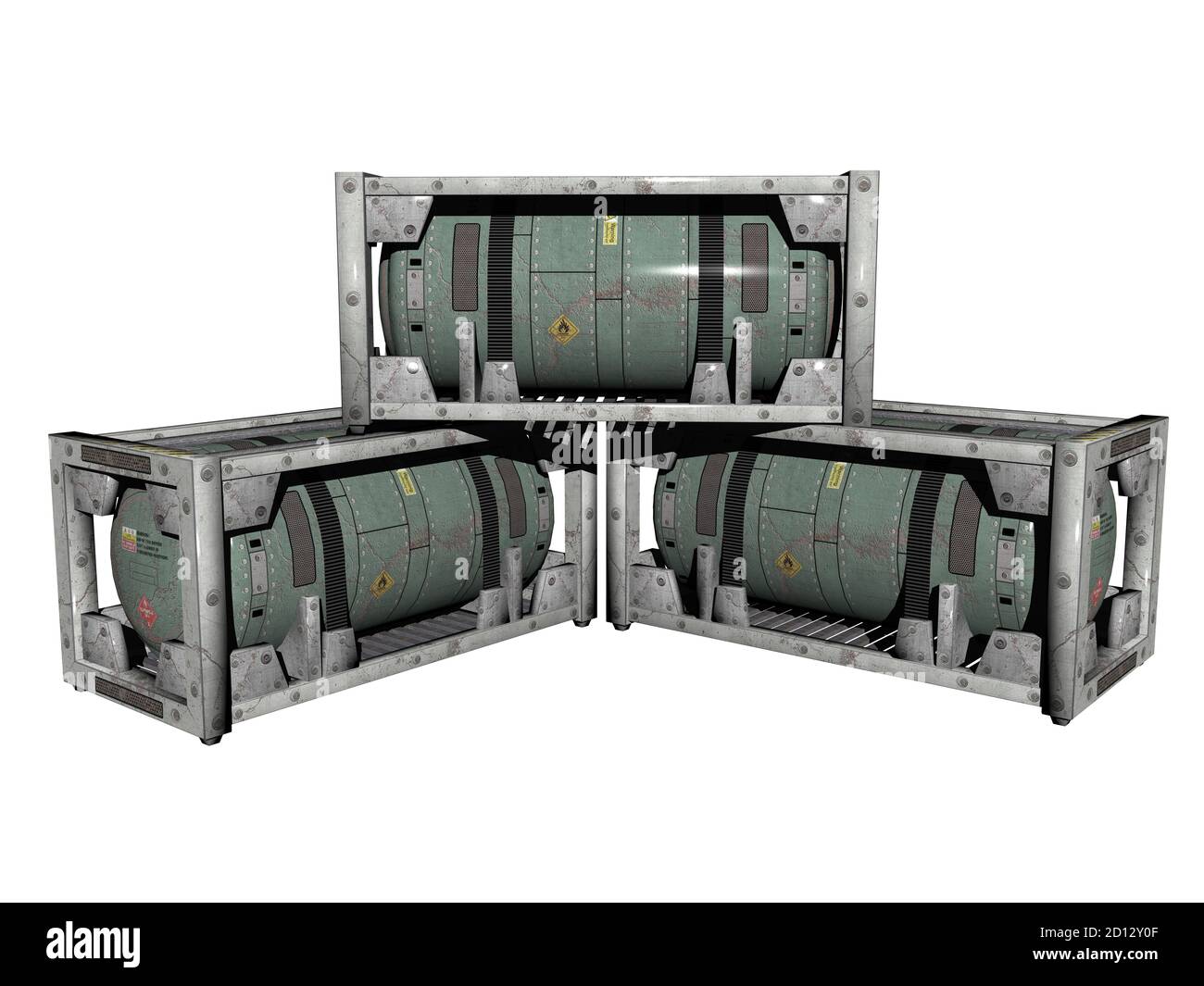 Pressure tanks for gases in a steel frame for transport Stock Photo - Alamy