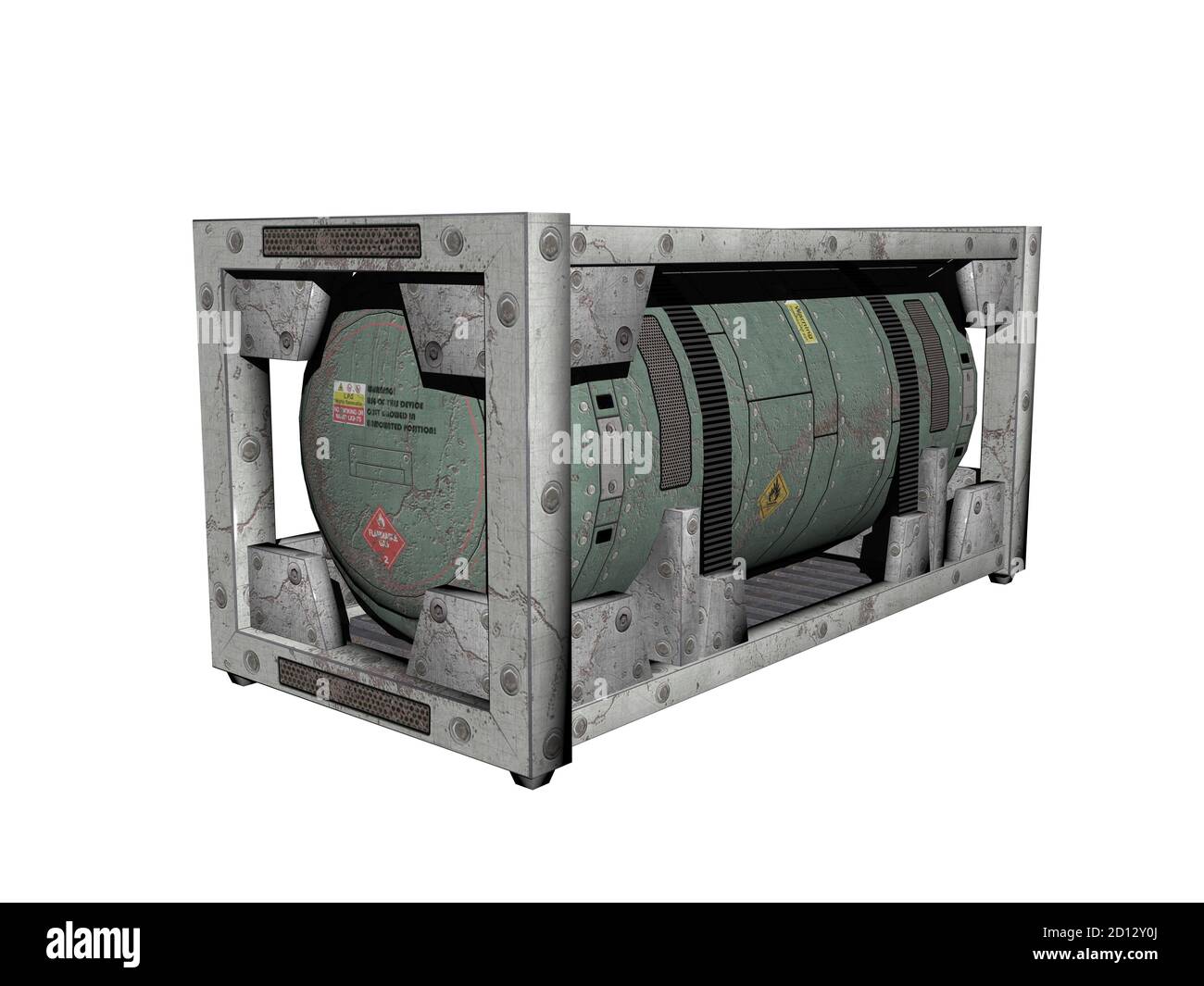 Pressure tanks for gases in a steel frame for transport Stock Photo - Alamy