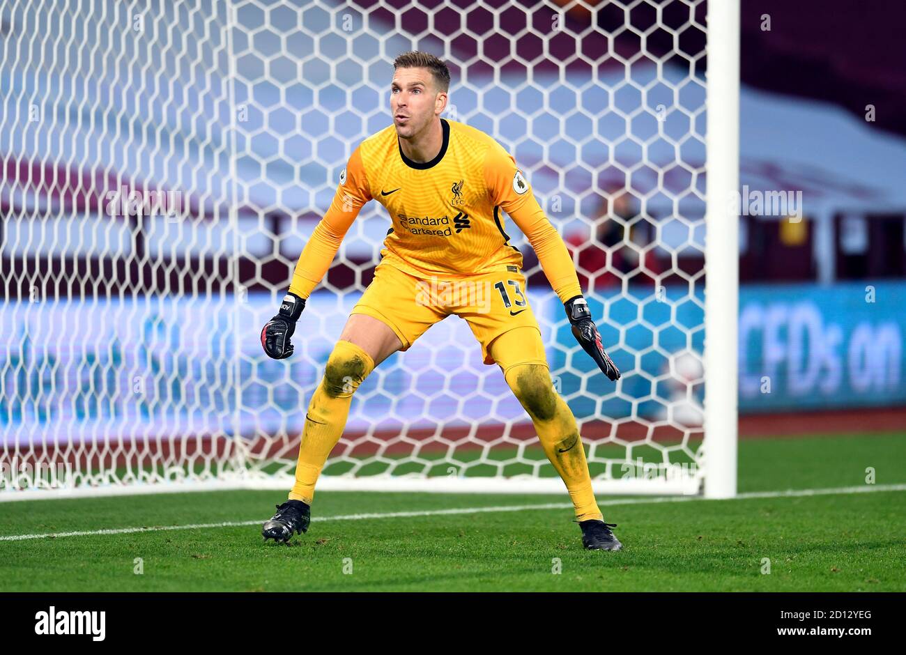 Liverpool goalkeeper Adrian during the Premier League match at Villa ...