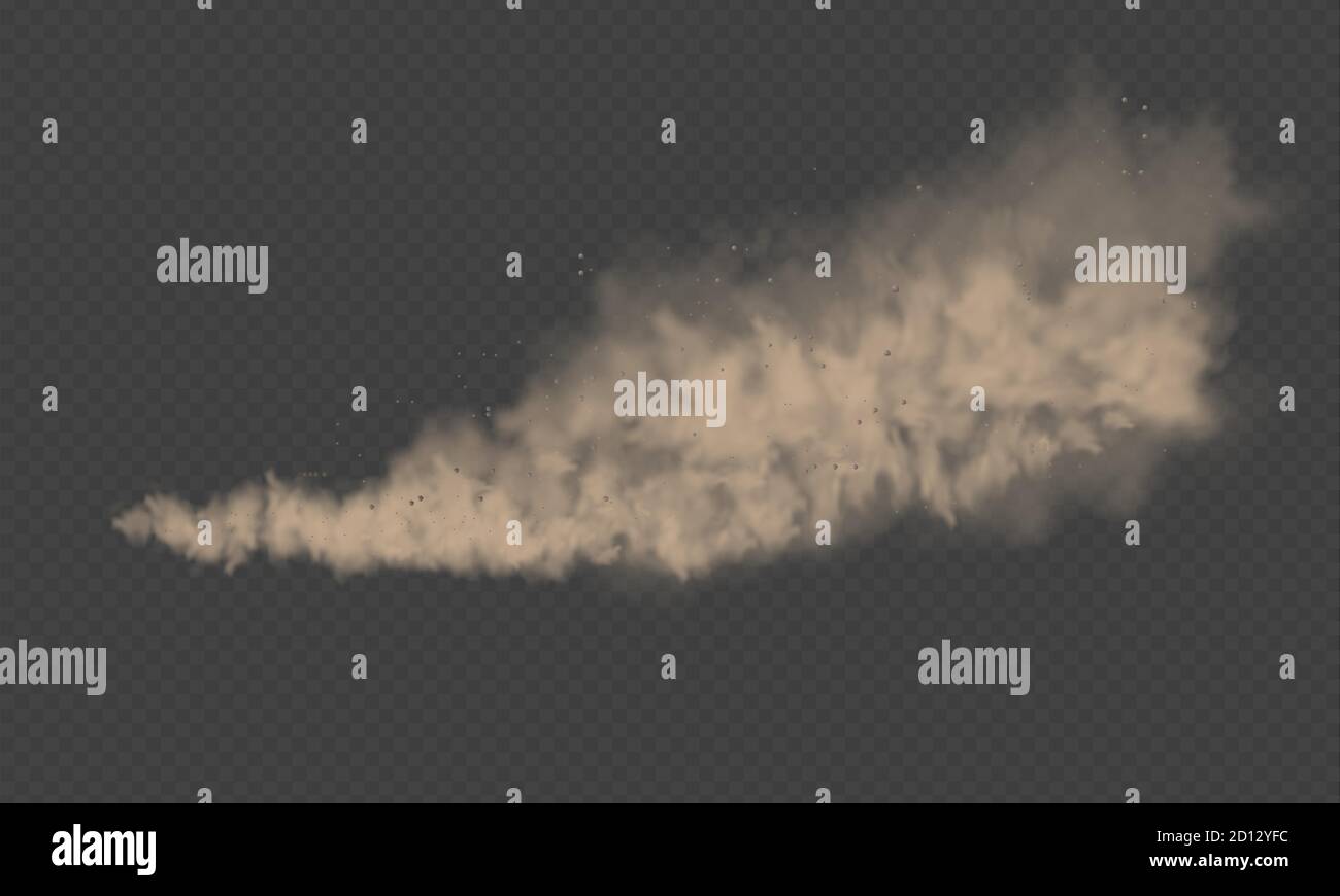 Dust cloud, sand storm, powder spray on transparent background. Desert ...