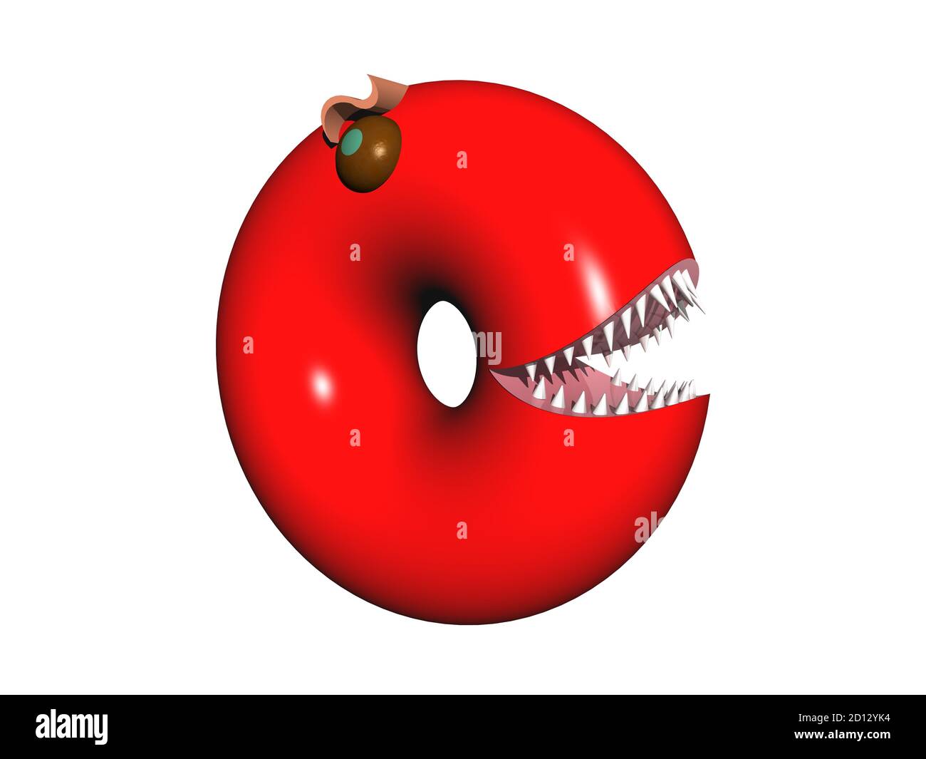 red shiny donut with eyes and teeth Stock Photo - Alamy