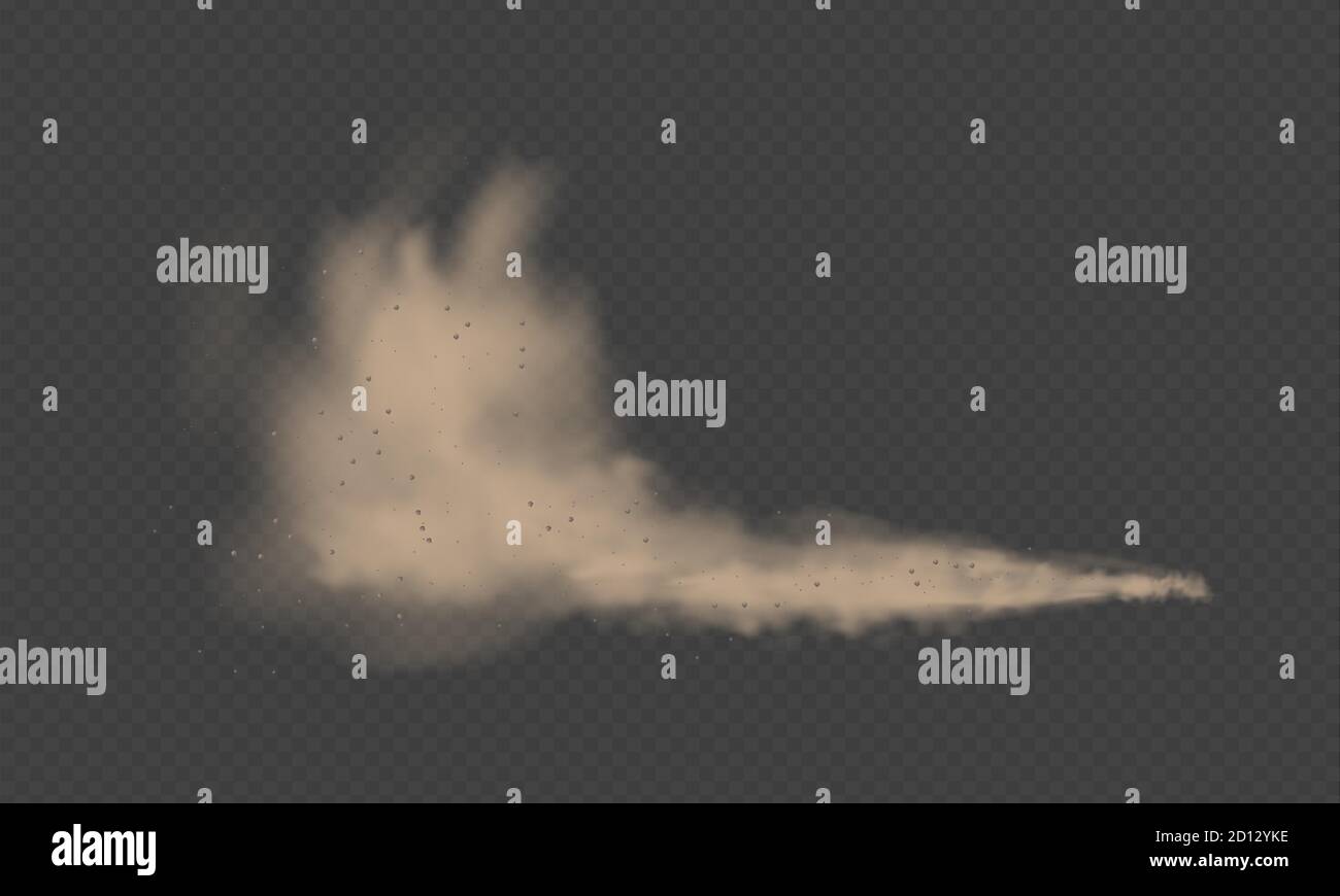 Dust cloud, sand storm, powder spray on transparent background. Desert ...