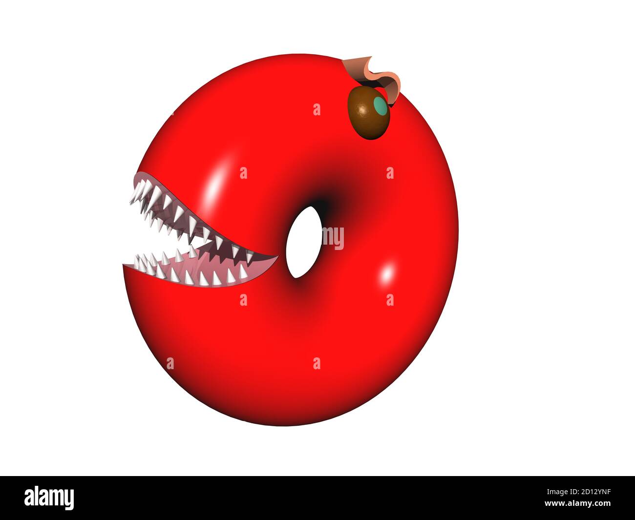 red shiny donut with eyes and teeth Stock Photo - Alamy