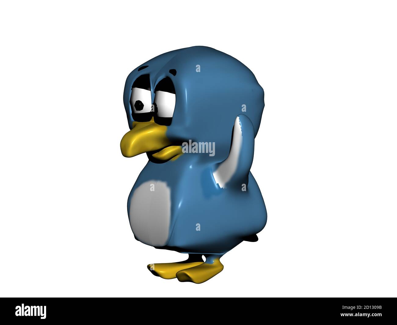 blue cartoon penguin waving Stock Photo - Alamy