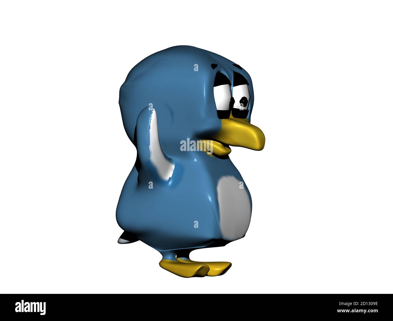 blue cartoon penguin waving Stock Photo - Alamy