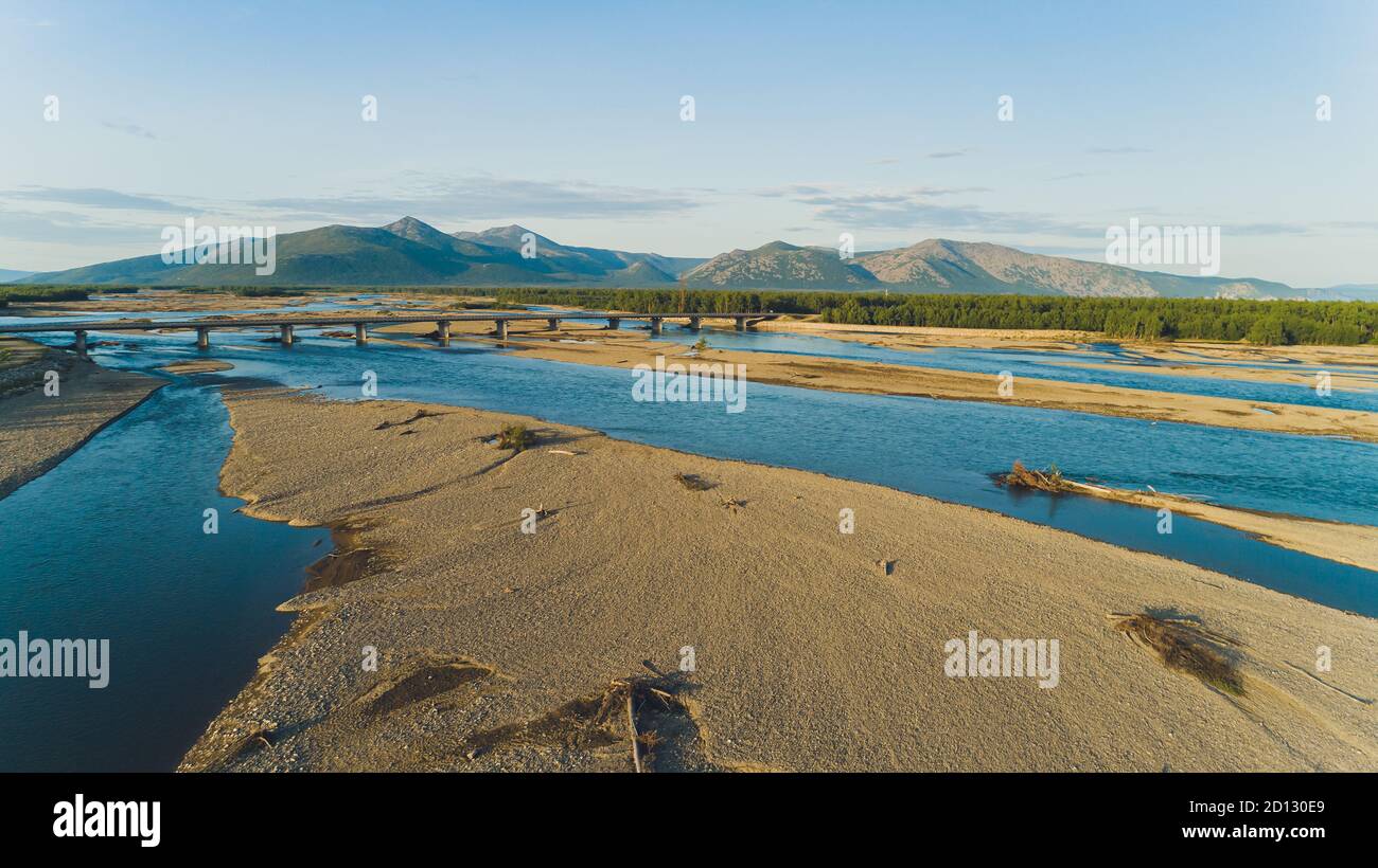Sea bay surrounded by mountains. Peninsula Kony. The Sea of Okhotsk ...