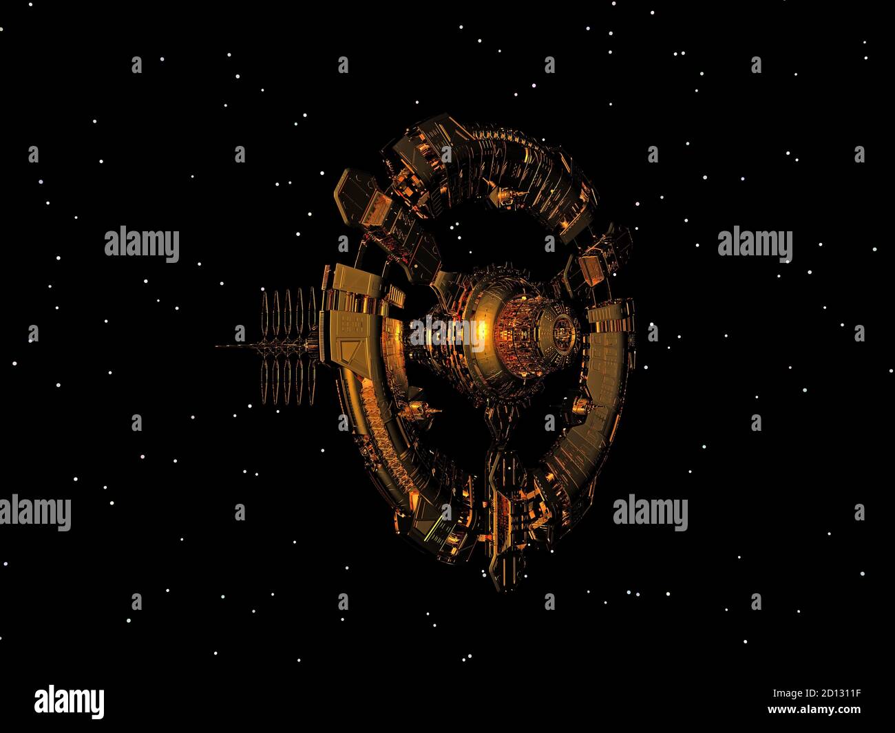 circular space station in space Stock Photo - Alamy