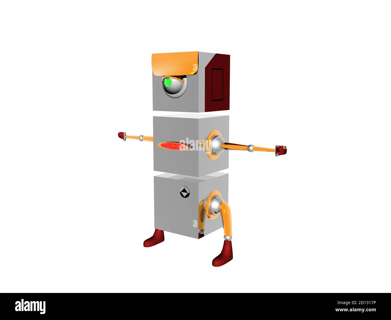 silver cartoon robot made of tin Stock Photo - Alamy