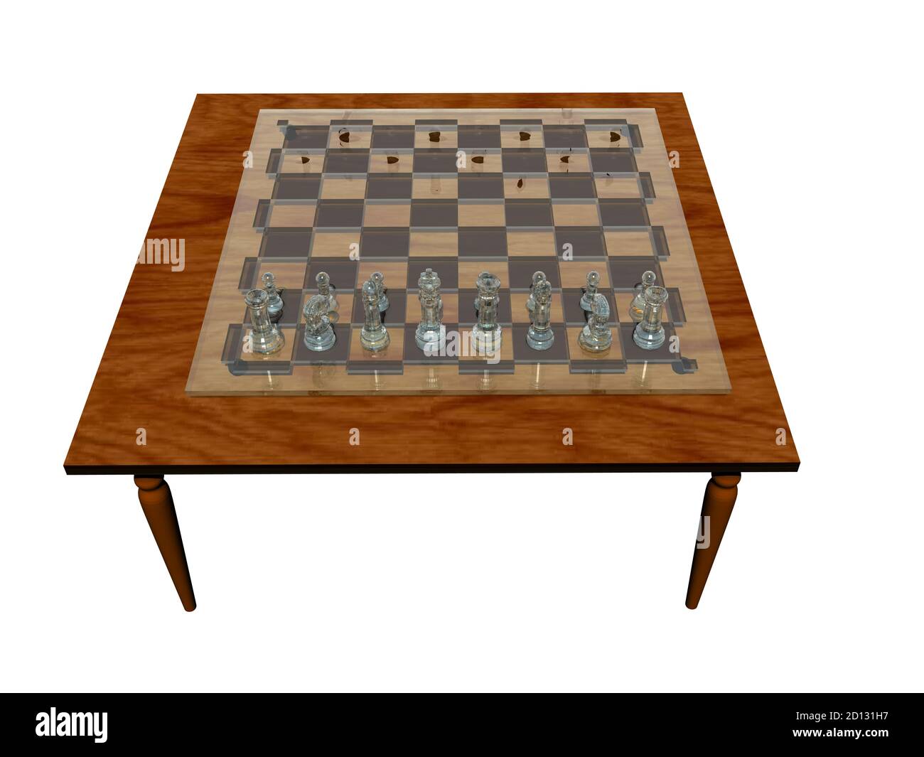 wooden chess table with board and game pieces Stock Photo - Alamy