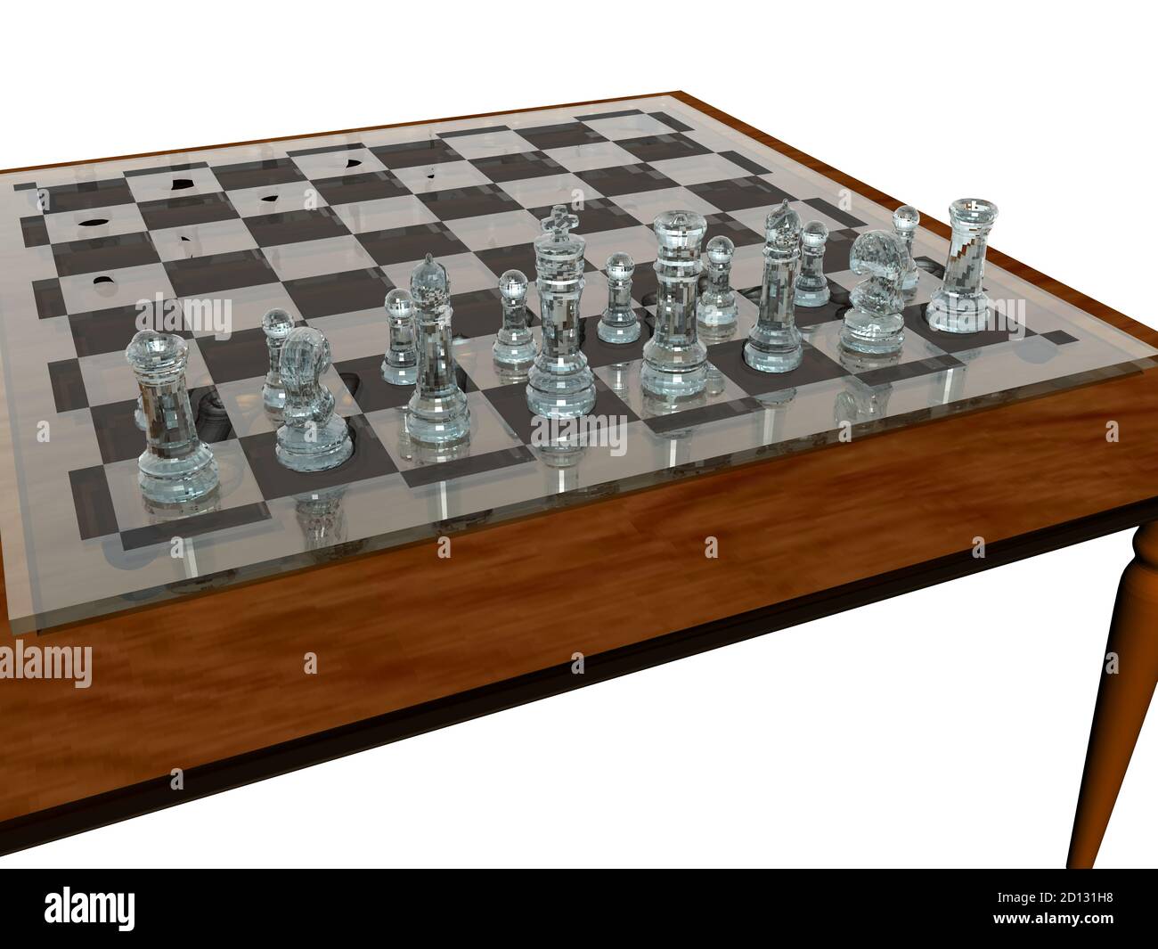 wooden chess table with board and game pieces Stock Photo - Alamy