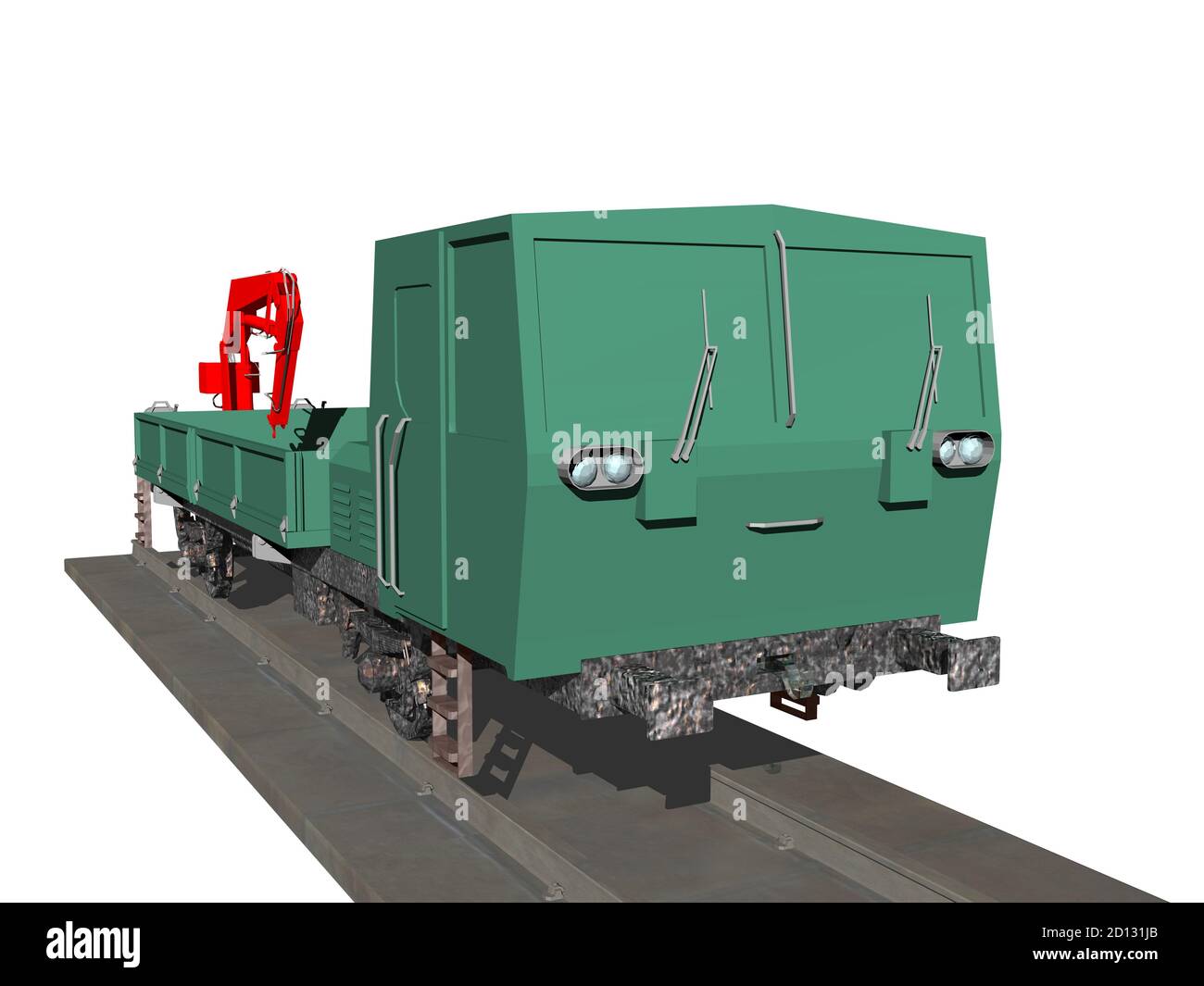 green rail vehicle for track repair Stock Photo - Alamy
