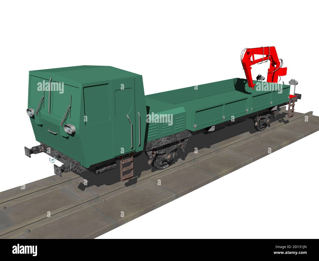 green rail vehicle for track repair Stock Photo - Alamy