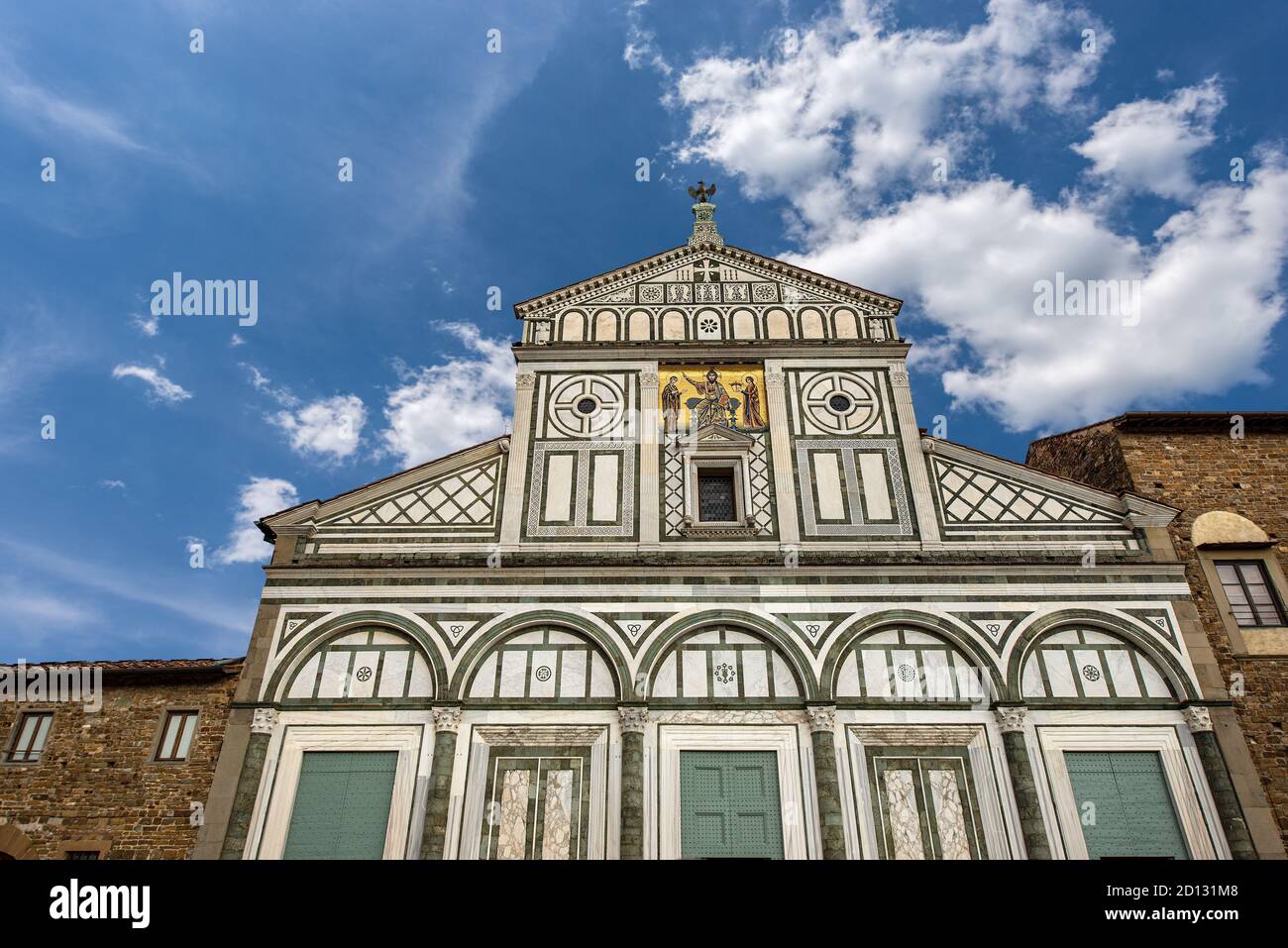Florence. Facade of the famous Basilica of San Miniato al Monte in ...