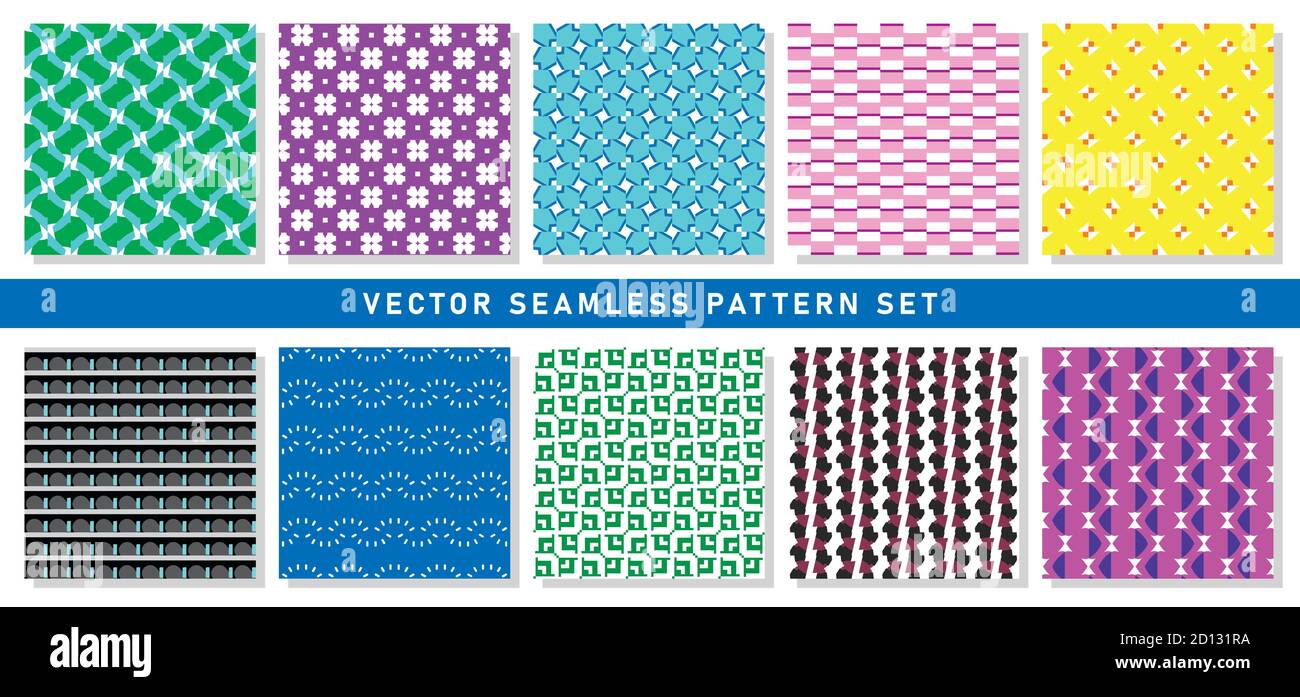 Vector seamless pattern texture background set with geometric shapes in ...